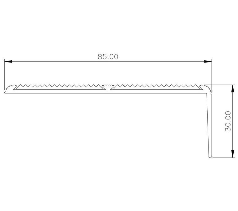 Retrofit Double Stair Nosing 85x30mm. Including two buff ridged PVC ...