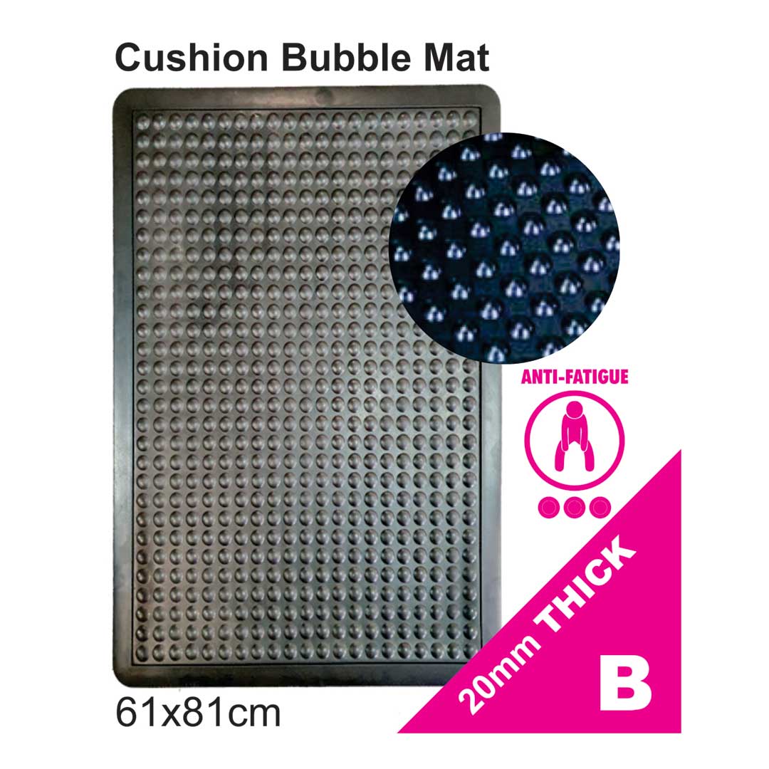 Rubber Cushion Bubble Mat 61×81 Black | Kirk Marketing